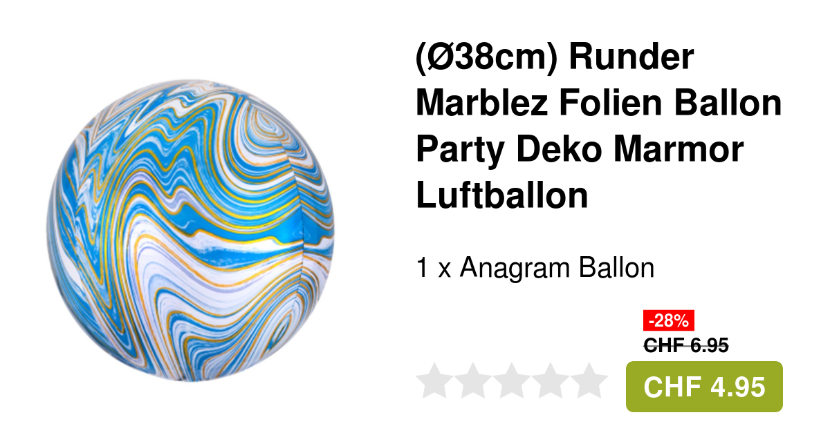 Anagram Marblez Folien Ballon Marmor Party Deko Blau