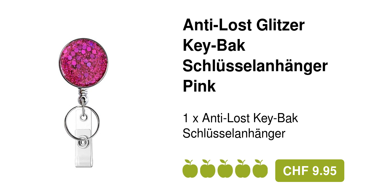 Anti-Lost Glitzer Key-Bak Schlüsselanhänger - Pink