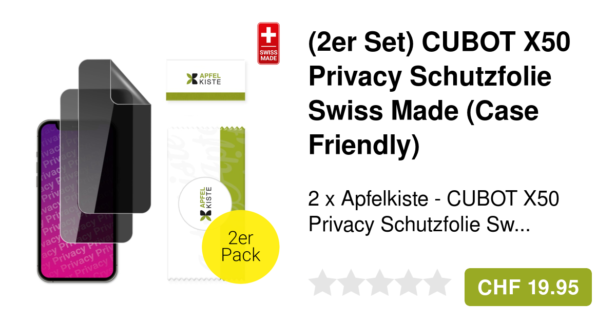 Apfelkiste CUBOT X50 Privacy Folie Swiss Made (Case Friendly)