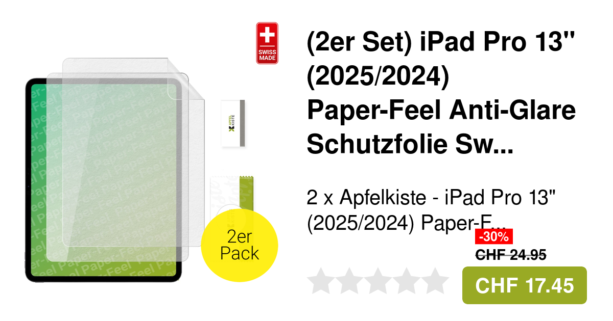 Apfelkiste iPad Pro 13" (2024) Paper-Feel Anti-Glare Folie