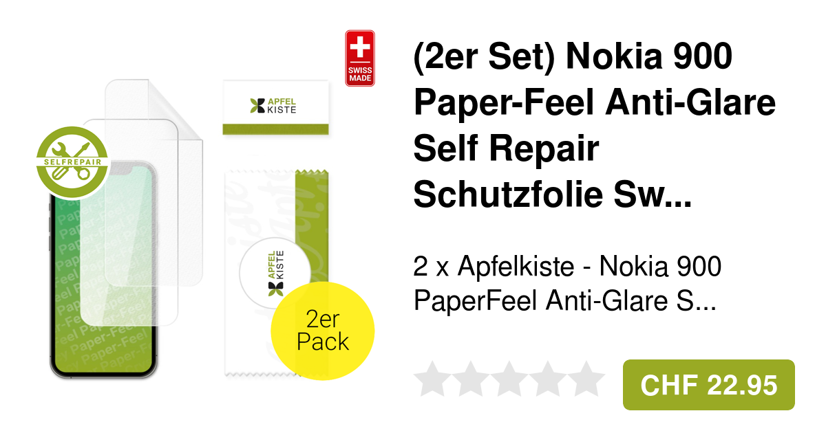 Apfelkiste Nokia 900 Paper-Feel Anti-Glare Self Repair Folie