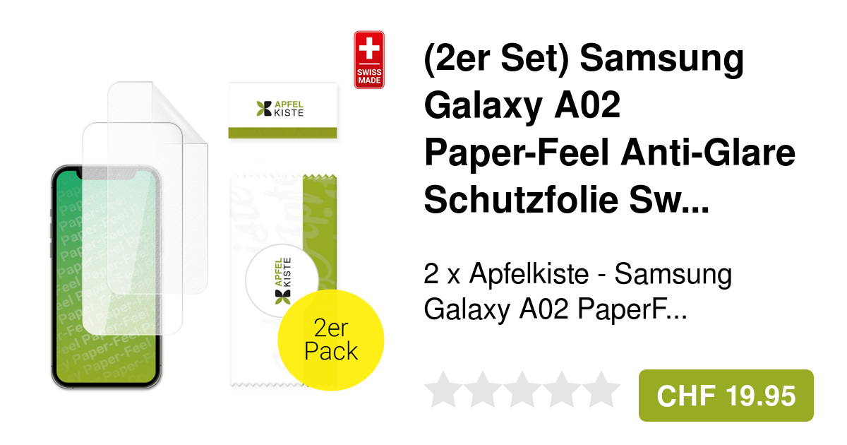 Apfelkiste Samsung Galaxy A02 Paper-Feel Folie