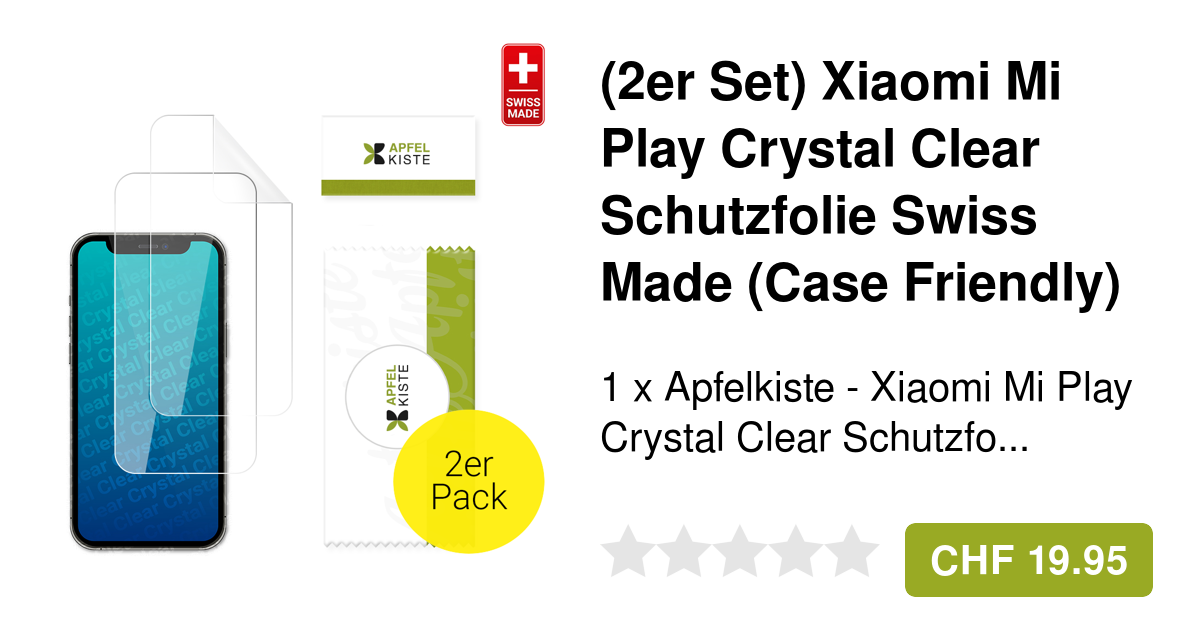 Apfelkiste Xiaomi Mi Play Crystal Clear Folie