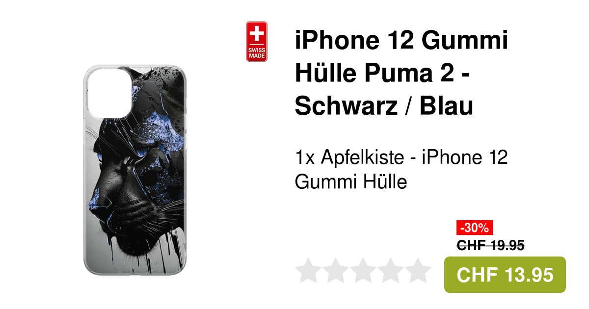 Apfelkiste iPhone 12 Gummi Hülle Puma 2 - Schwarz / Blau
