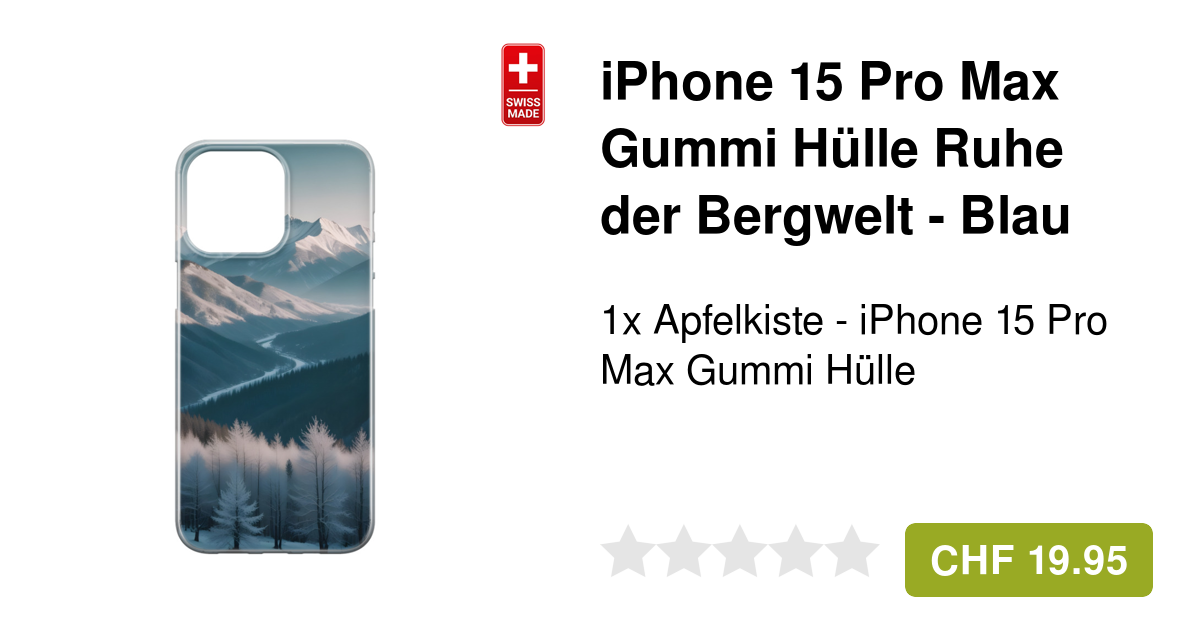 Apfelkiste iPhone 15 Pro Max Gummi Hülle Ruhe der Bergwelt - Blau