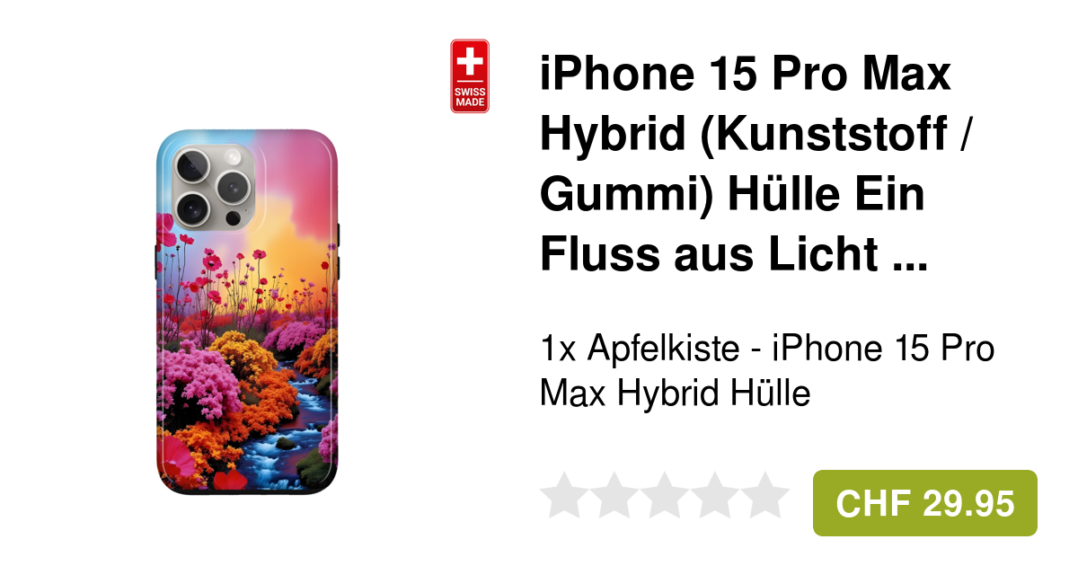Apfelkiste iPhone 15 Pro Max Hybrid Hülle Ein Fluss aus Licht und Blüten - Versch. Farben
