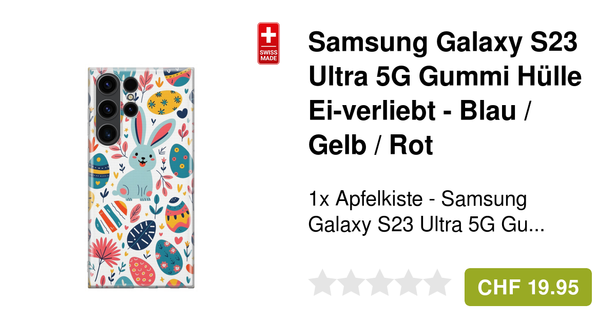 Apfelkiste Samsung Galaxy S23 Ultra 5G Gummi Hülle Ei-verliebt - Blau / Gelb / Rot
