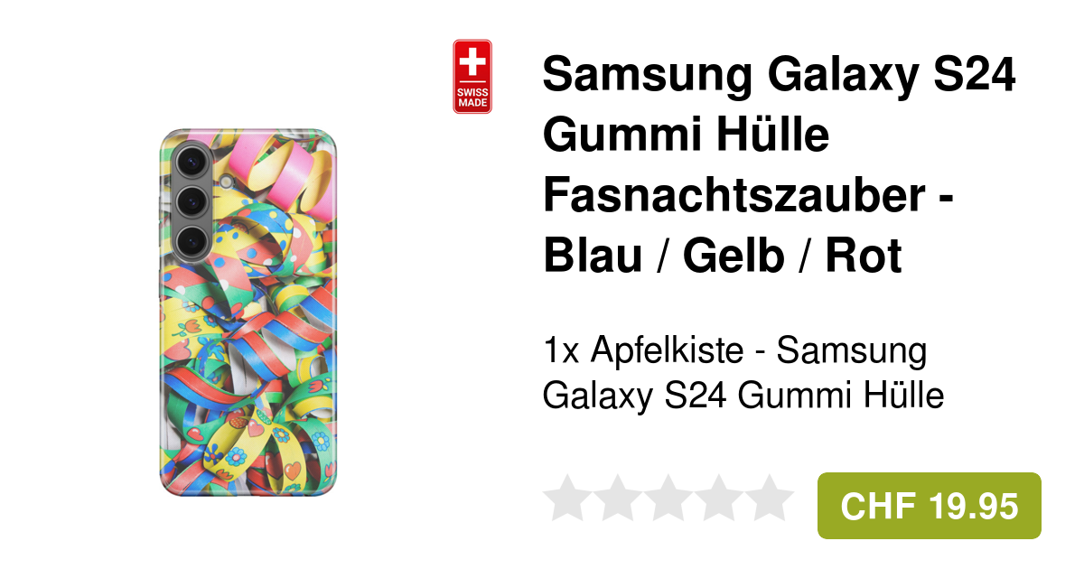 Apfelkiste Samsung Galaxy S24 Gummi Hülle Fasnachtszauber - Blau / Gelb / Rot