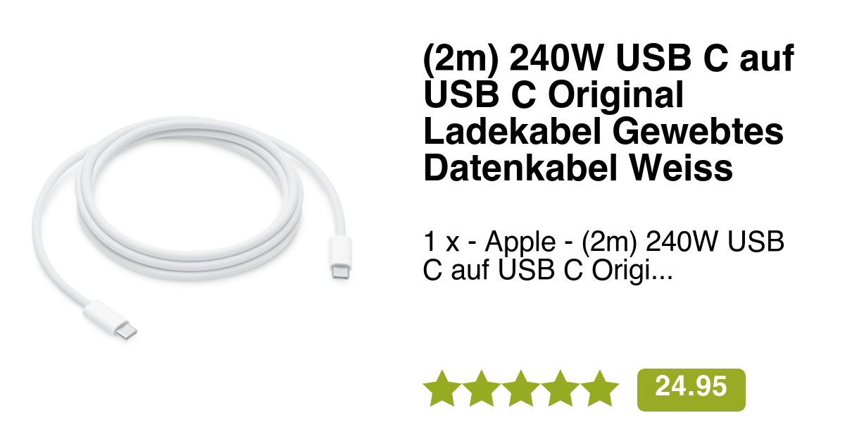 240W USB C Ladekabel Datenkabel MU2G3ZM/A (2m) Weiss