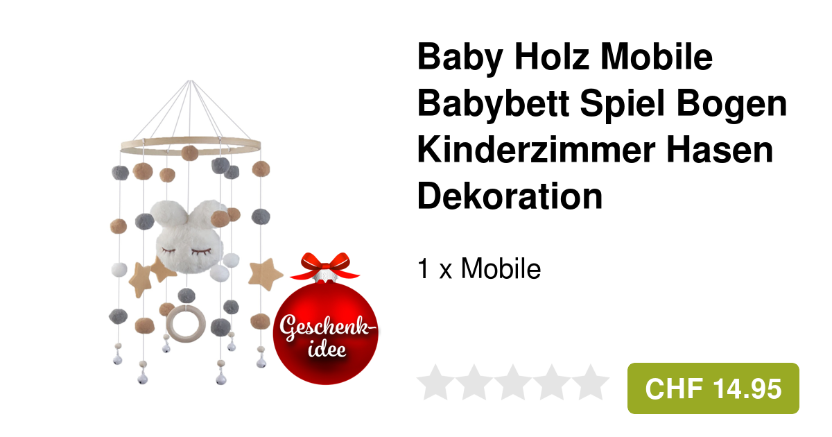 Baby Holz Mobile Babybett Hasen Dekoration Greifling