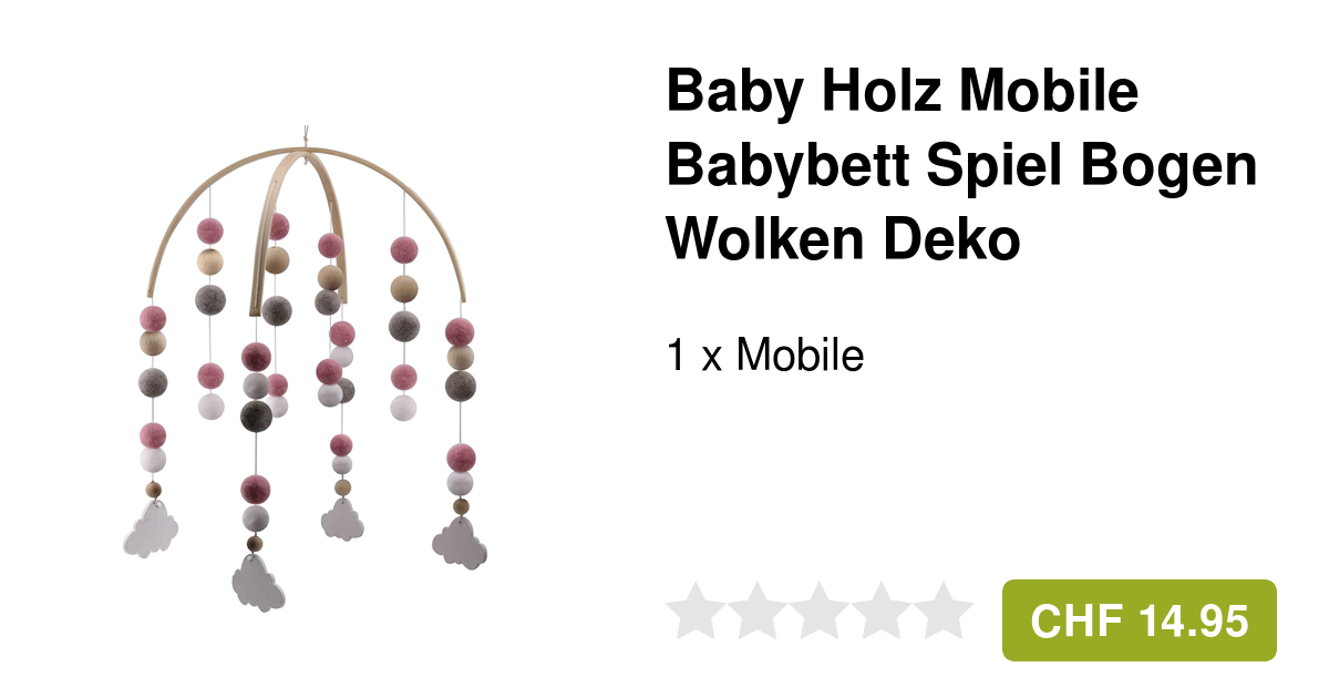 Baby Holz Mobile Babybett Wolken Dekoration Rosa