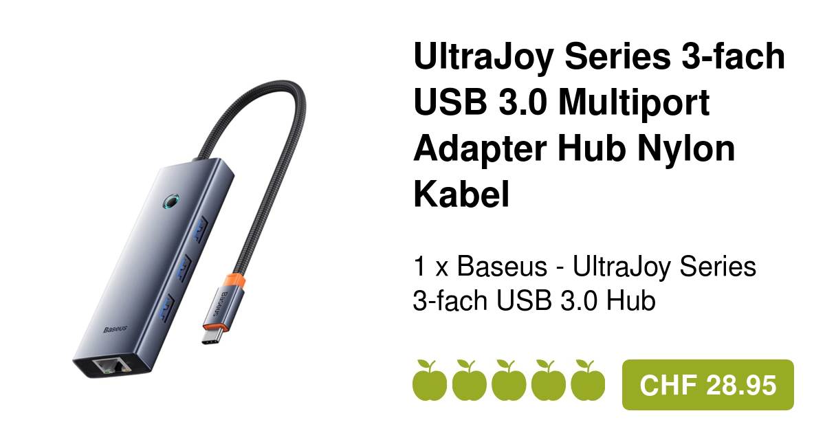 Baseus - (15cm) UltraJoy Series 3-way USB Hub Gris