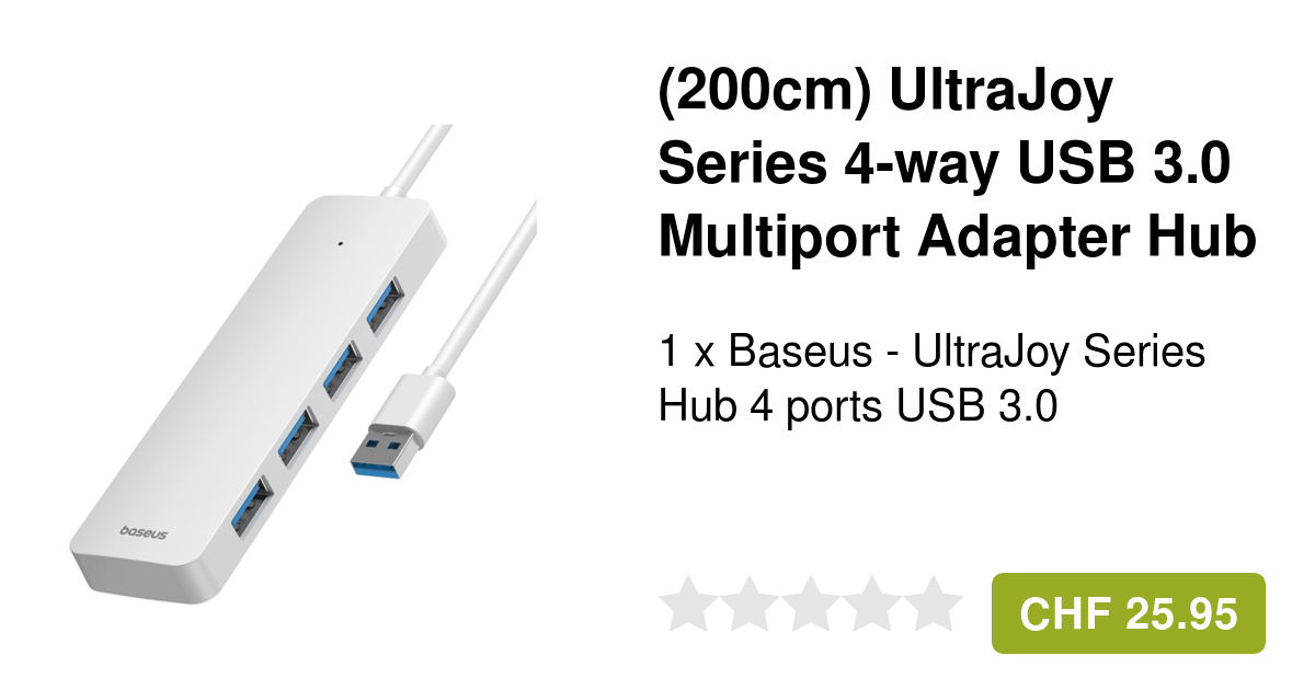 Baseus - (200cm) UltraJoy Series 4x USB - Blanc