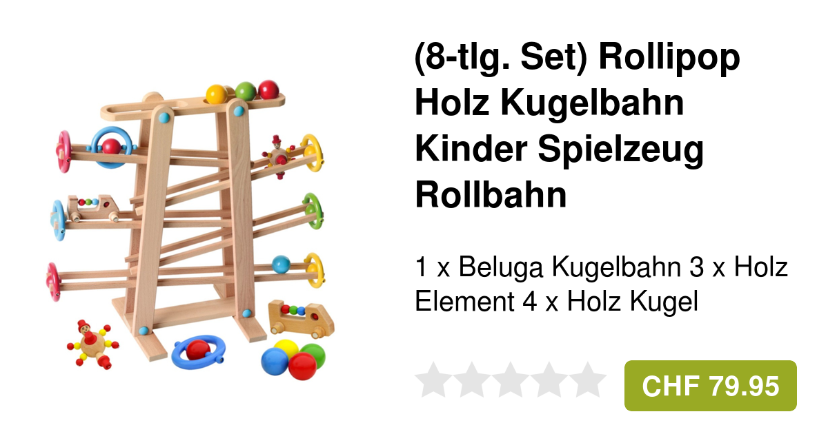 Beluga Rollipop Holz Kugelbahn Kinder Spielzeug