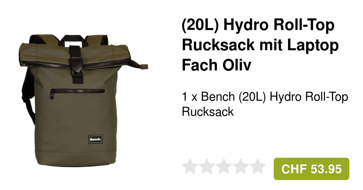 Bench 20L Hydro Roll-Top Rucksack mit Laptopfach Oliv