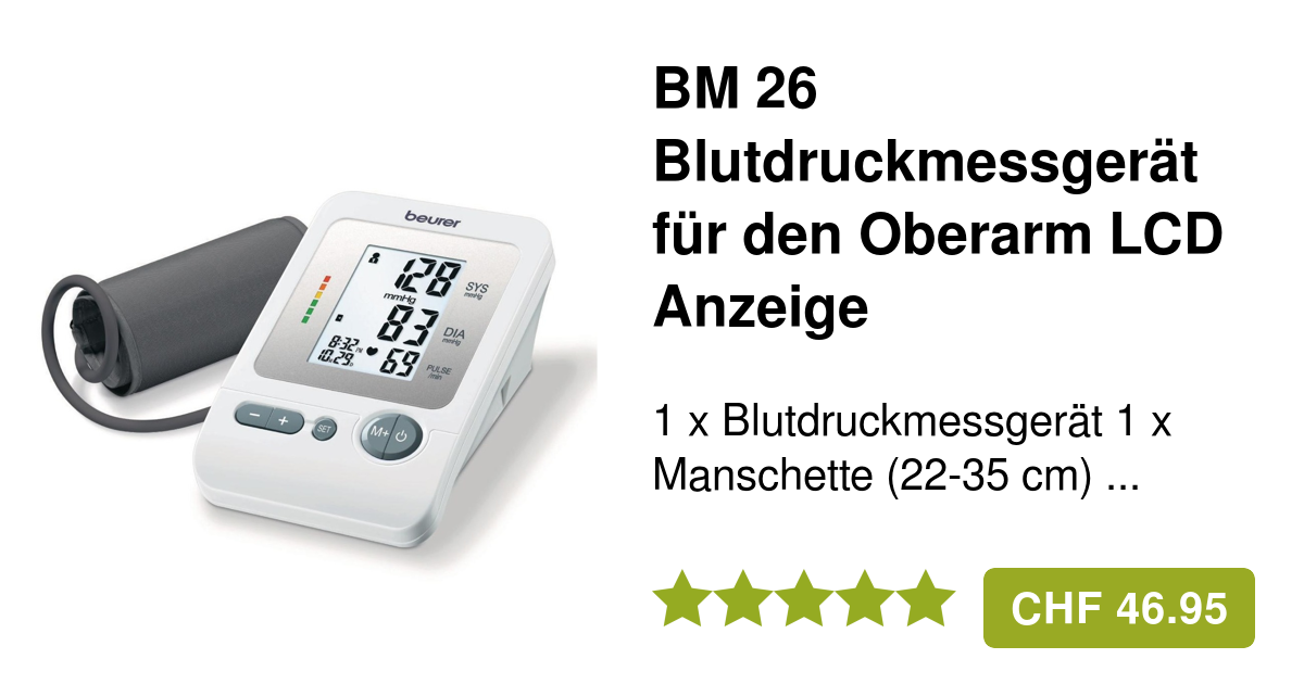 beurer BM 26 Blutdruckmessgerät für Oberarm Weiss