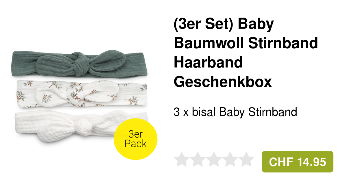 bisal 3er Set Baby Baumwoll Stirnband Geschenkbox