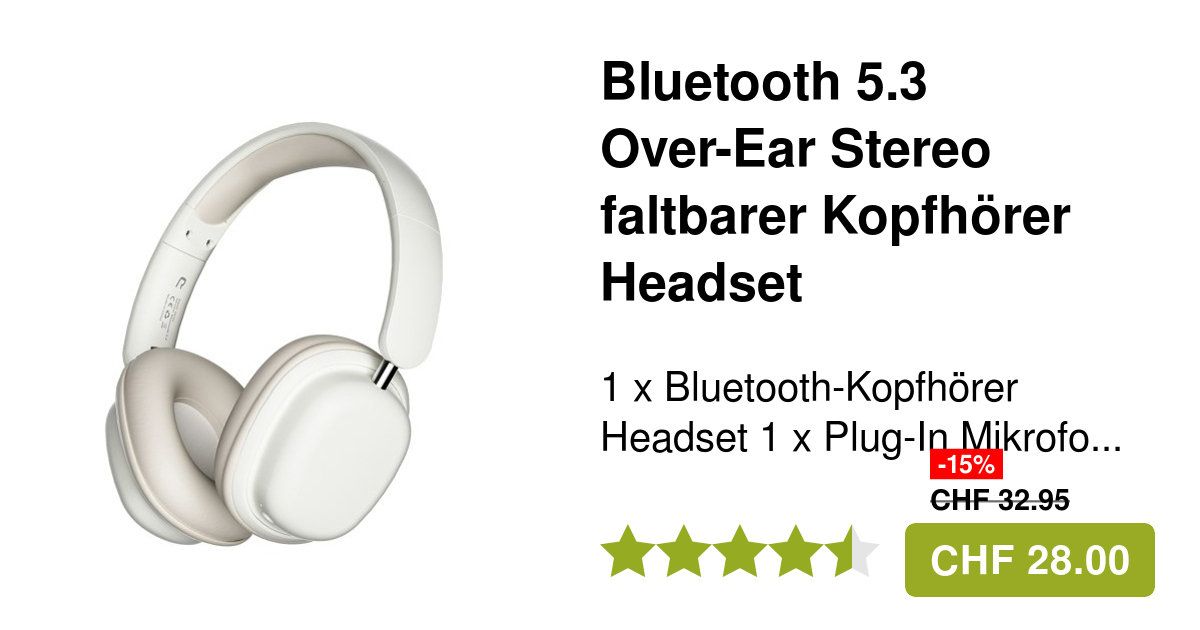 Bluetooth Over-Ear Stereo faltbarer Kopfhörer Beige