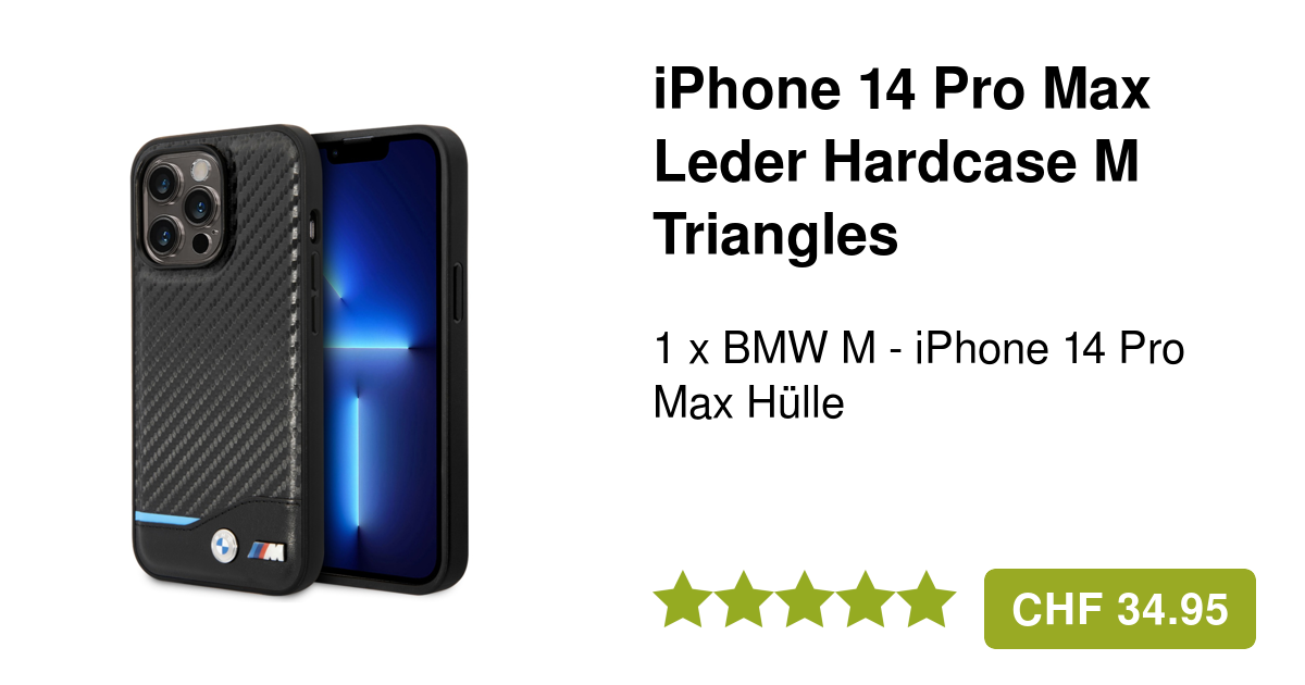 iPhone 14 Pro Max Leder Hardcase M Triangles Schwarz