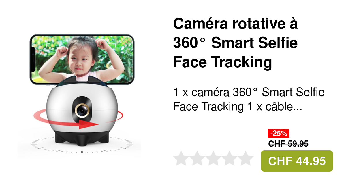 Caméra rotative à 360° Smart Selfie Face Tracking