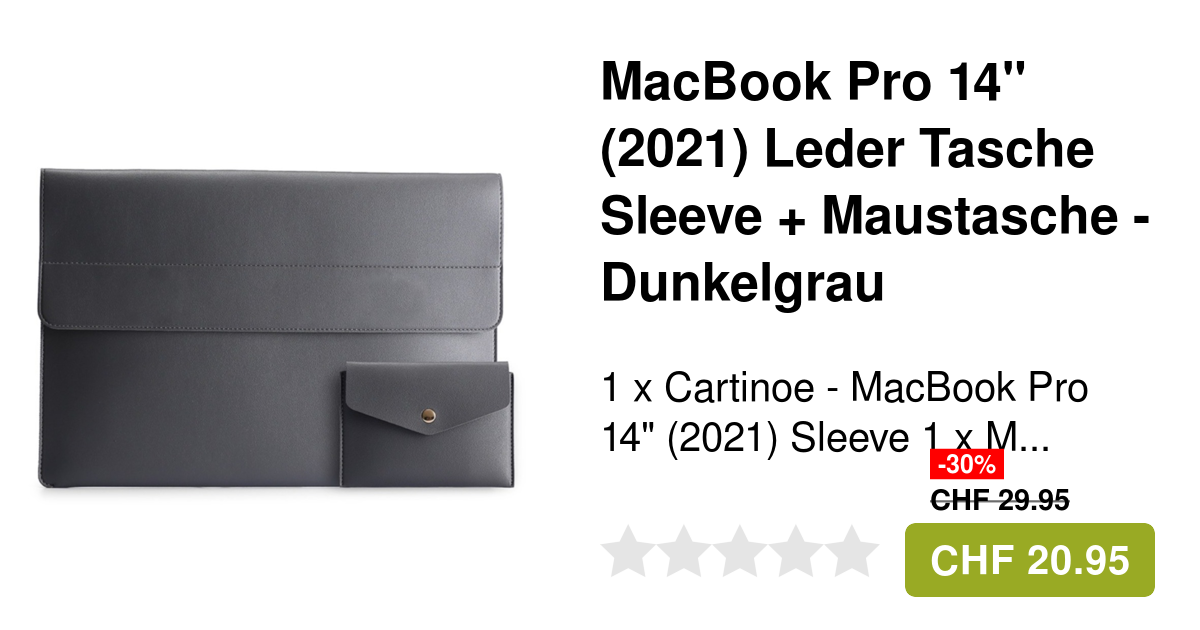 Cartinoe MacBook Pro 14" (2021) Leder Tasche Sleeve Dunkelgrau