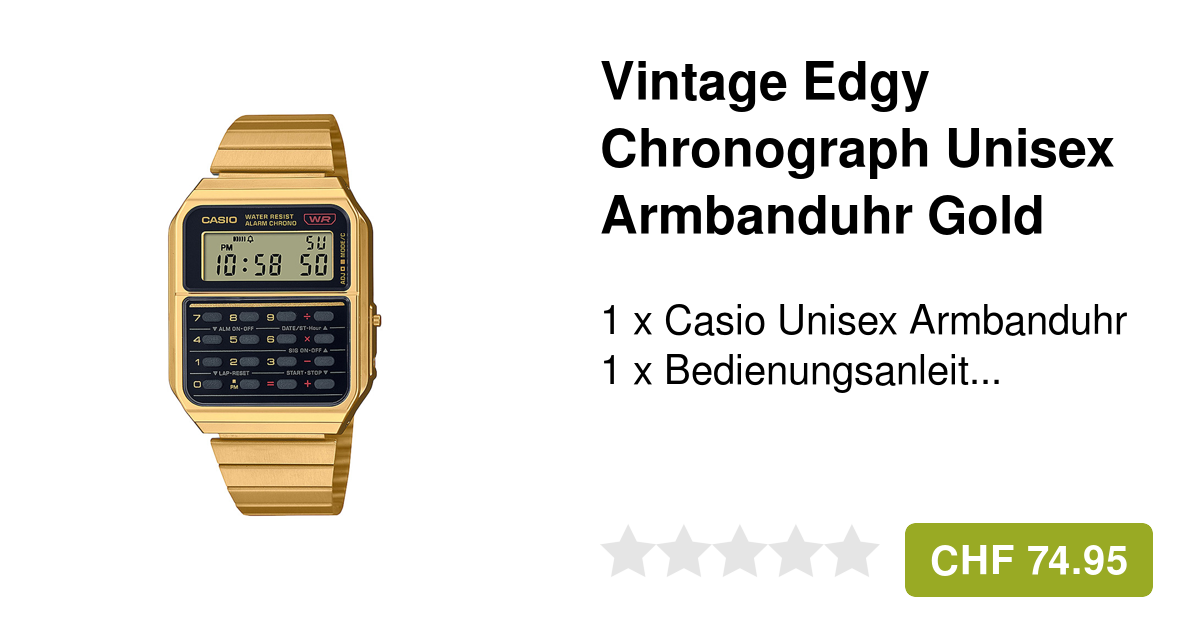 Casio Vintage Edgy Calculator Unisex Armbanduhr Gold