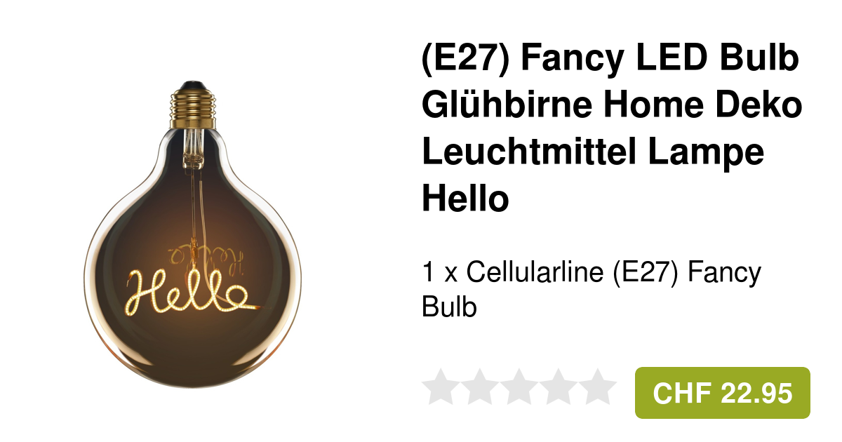 Cellularline Fancy Bulb LED Glühbirne Home Deko Hello