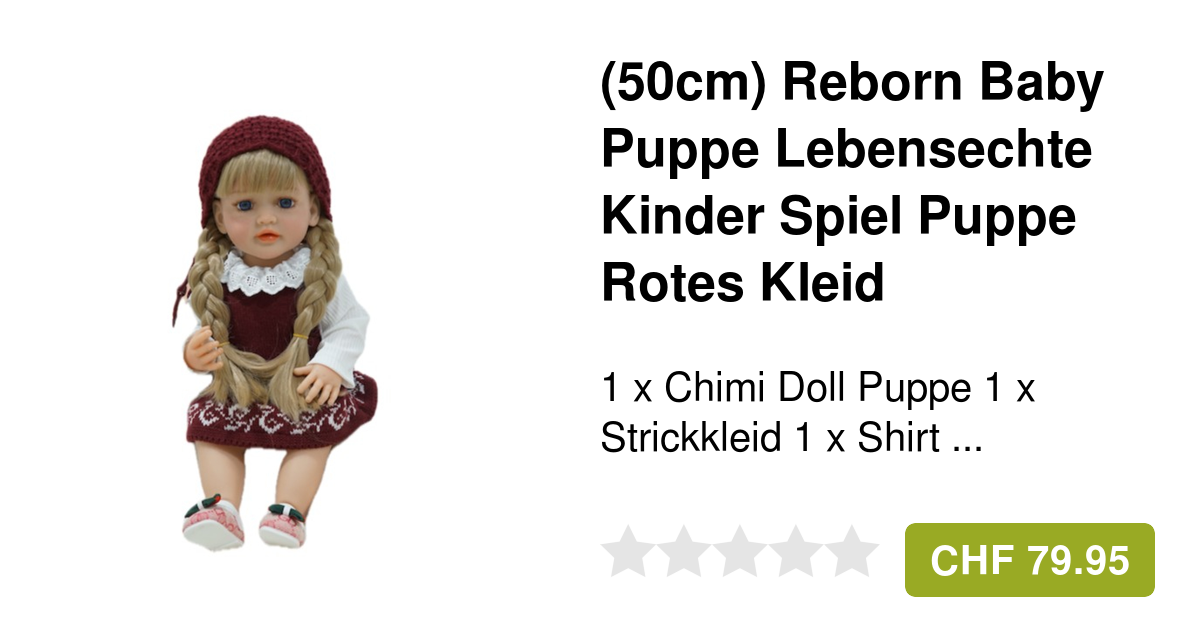 Chimi Doll (50cm) Reborn Baby Puppe Rotes Kleid