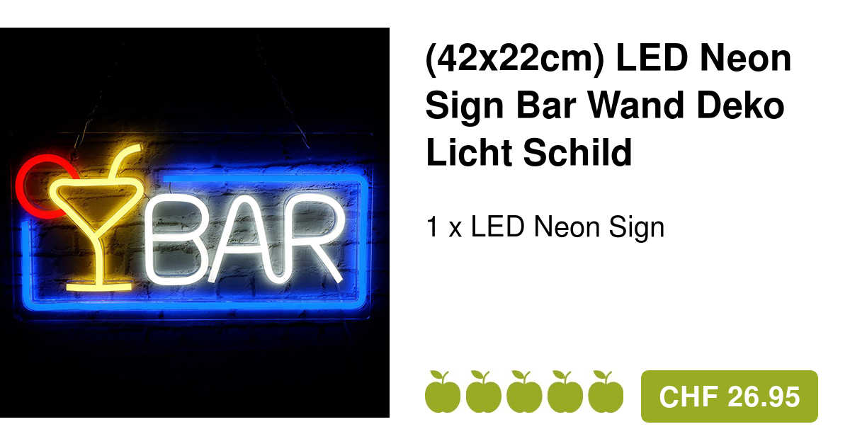 (42x22cm) LED Neon Sign Bar Wand Deko Licht Blau