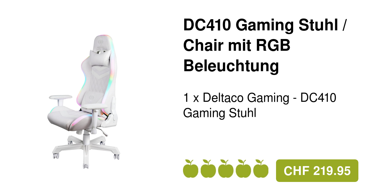 Deltaco Gaming - DC410 Chaise de jeu avec RGB - Blanc