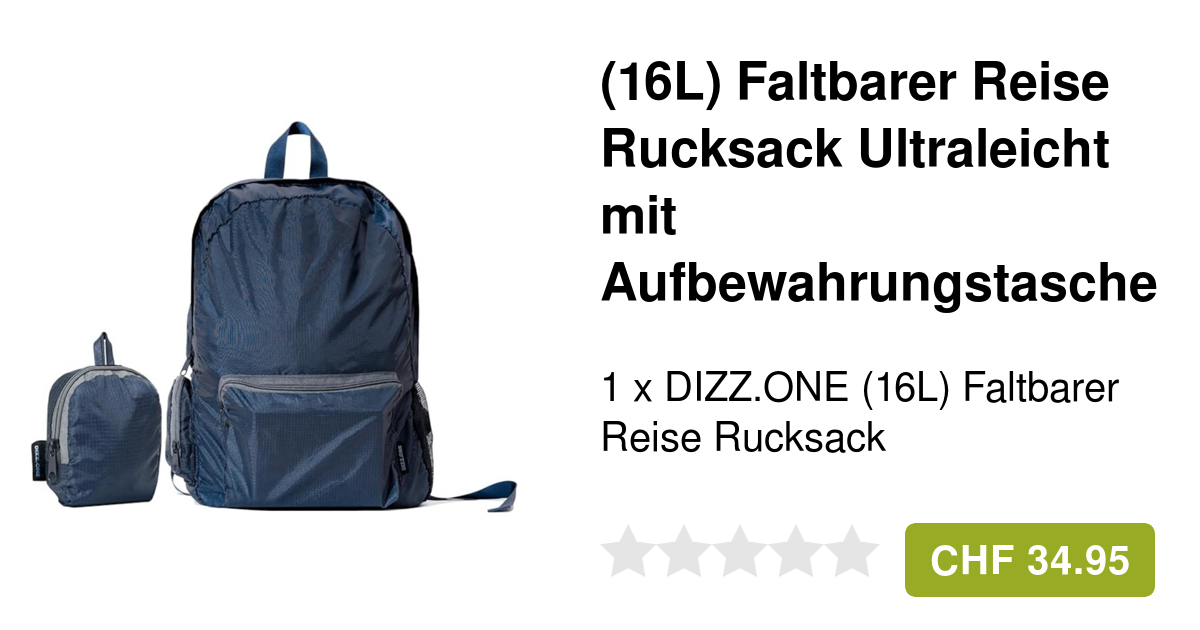 DIZZ.ONE Faltbarer Reise Rucksack Ultraleicht Blau