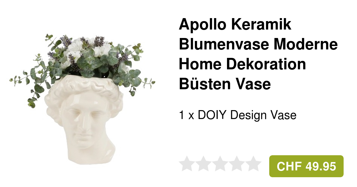 DOIY Design Apollo Keramik Blumenvase Büsten Deko