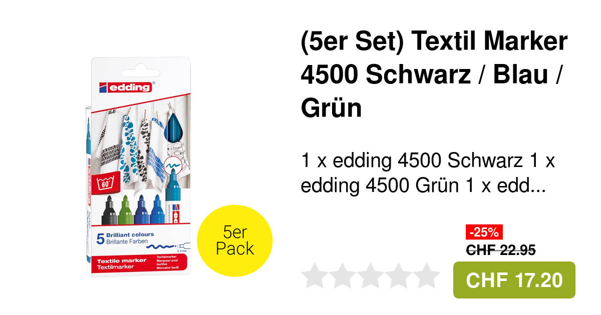 Edding (5er Set) Textil Marker 4500 Blautöne