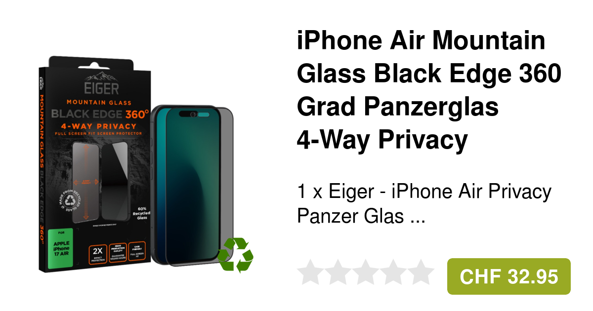 Eiger iPhone Air Privacy Display Panzer Glas