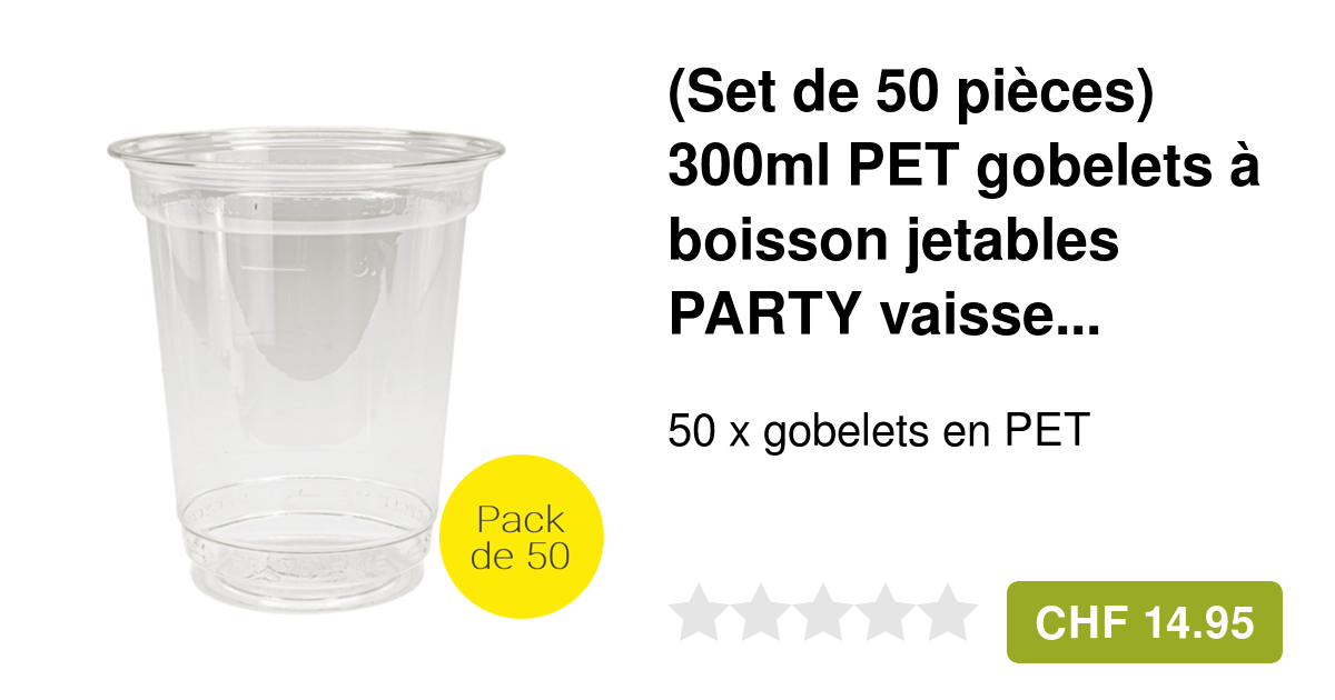 EJS - (Set de 50 pièces) 300ml PET gobelets jetables pour boissons