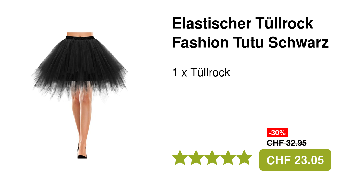 Elastischer Tüllrock Fashion Tutu Mesh Jupe Schwarz