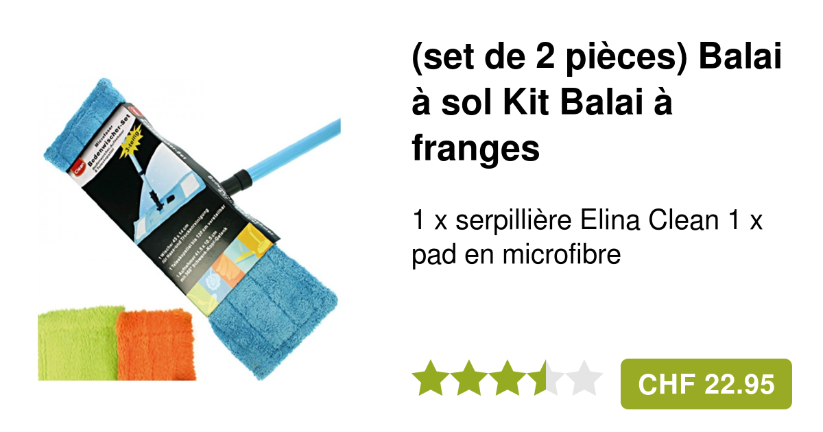Elina Clean - Kit de 2 raclettes pour sol Kit serpillière