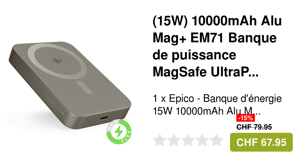 Epico 15W Alu Mag+ EM71 Banque de puissance UltraPack Qi2