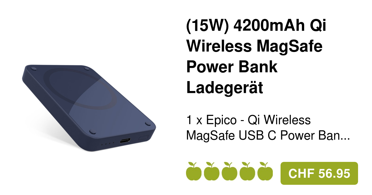 (15W) 4200mAh Alu Qi Wireless MagSafe Power Bank