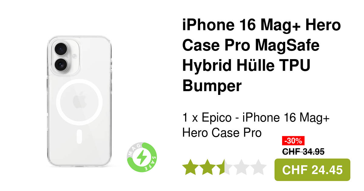 Epico iPhone 16 Mag+ Hero Case Pro Hülle Schwarz