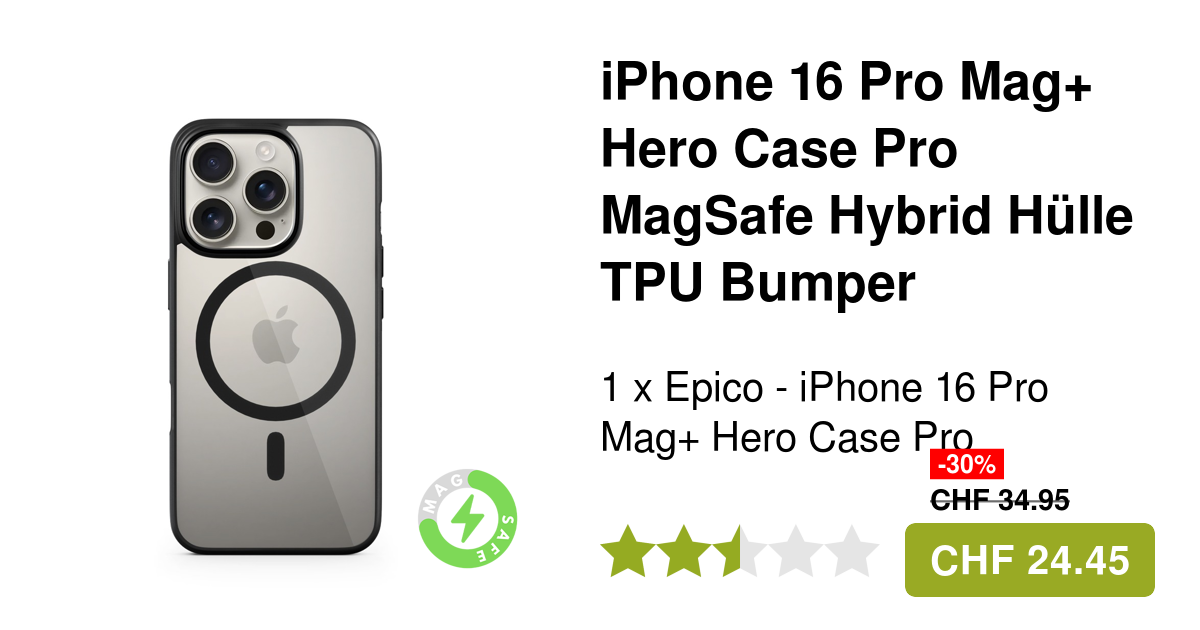 Epico iPhone 16 Pro Mag+ Hero Case Pro in Schwarz
