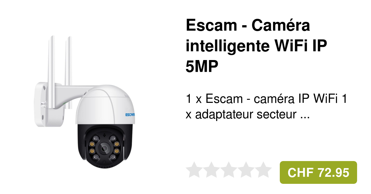 Escam Caméra IP WiFi IR 5MP 1944p iOS/Android