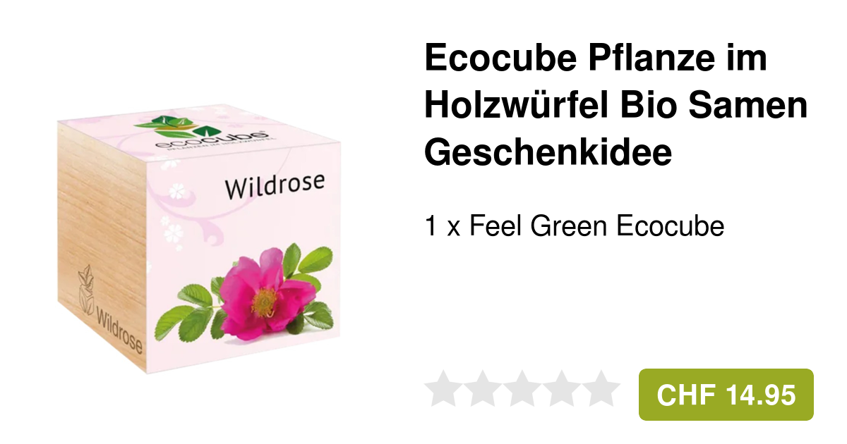 Feel Green Ecocube Pflanze Holzwürfel Wildrose