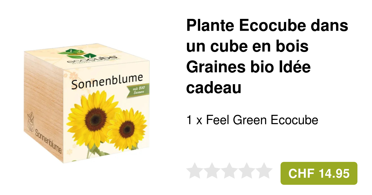 Feel Green Plante Ecocube cube en bois Tournesol