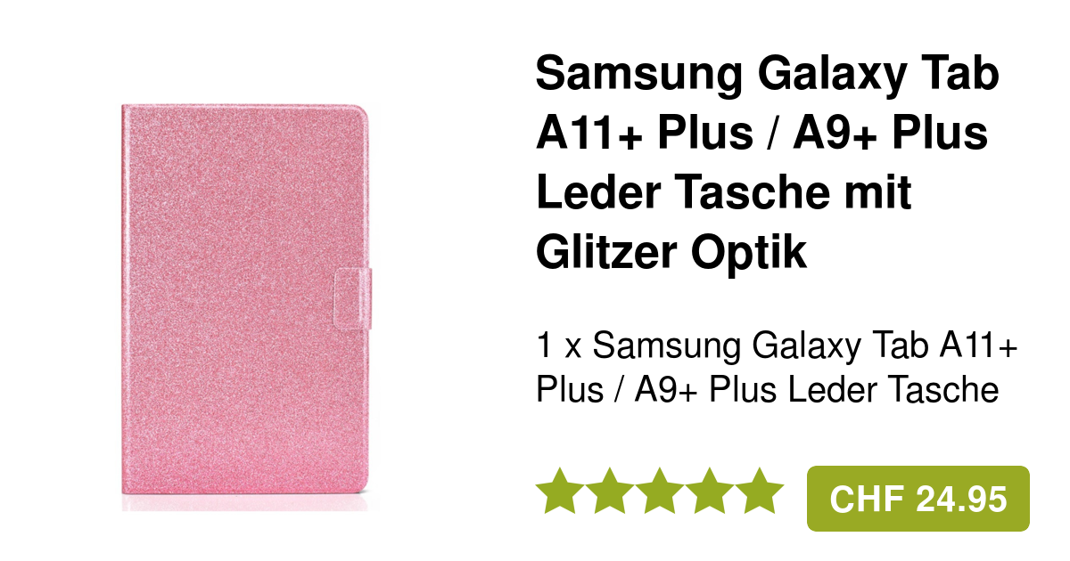 Galaxy Tab A9+ Plus Leder Tasche Glitzer Optik Rosa