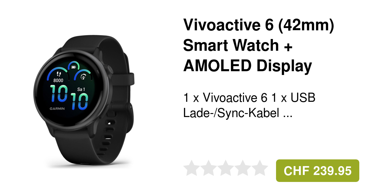 Garmin - Vivoactive 6 (42mm) Smart Watch in Schwarz