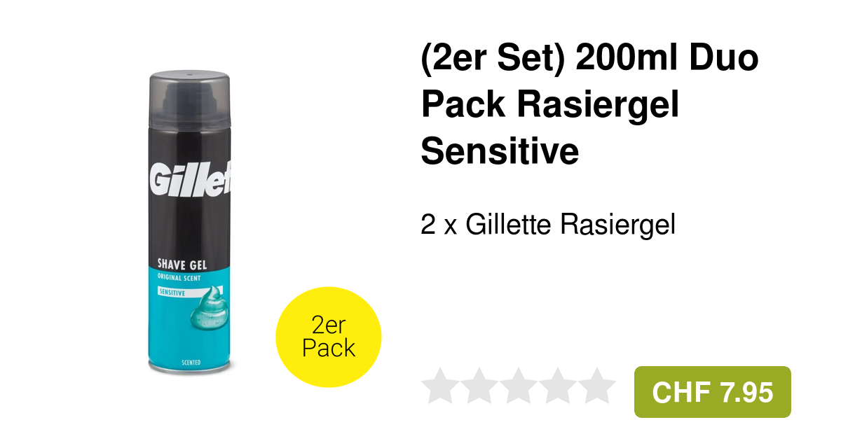 Gillette 2er Set 200ml Duo Pack Rasiergel Sensitive