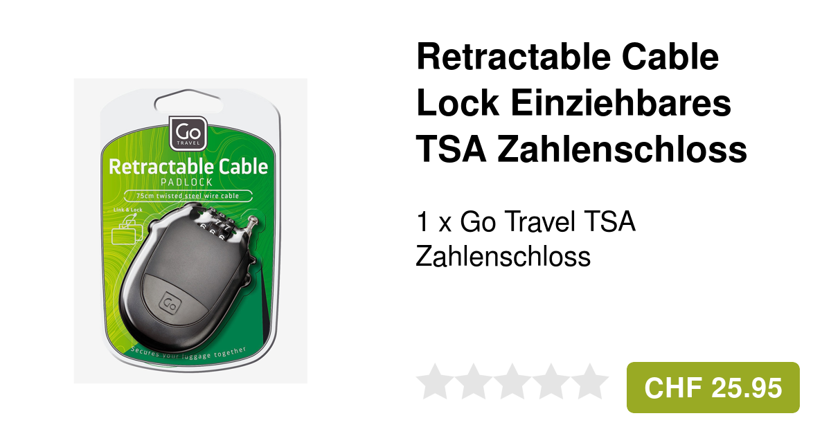 Go Travel Lot de 2 Combi Cable Lock Cadenas à combinaison TSA