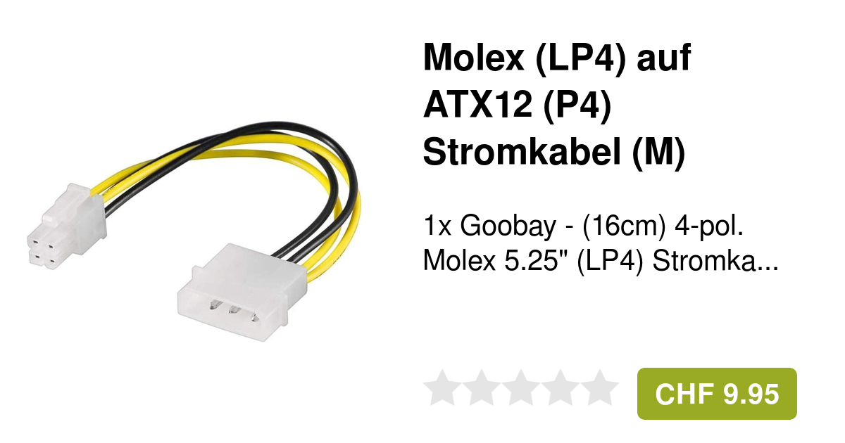 Goobay - 16cm Molex 5.25" LP4 auf ATX12 Stromkabel