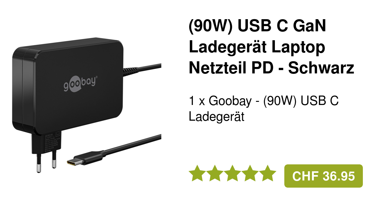 Goobay (90W) USB C Ladegerät Laptop Netzteil Goobay (90W) USB C Ladegerät Laptop Netzteil